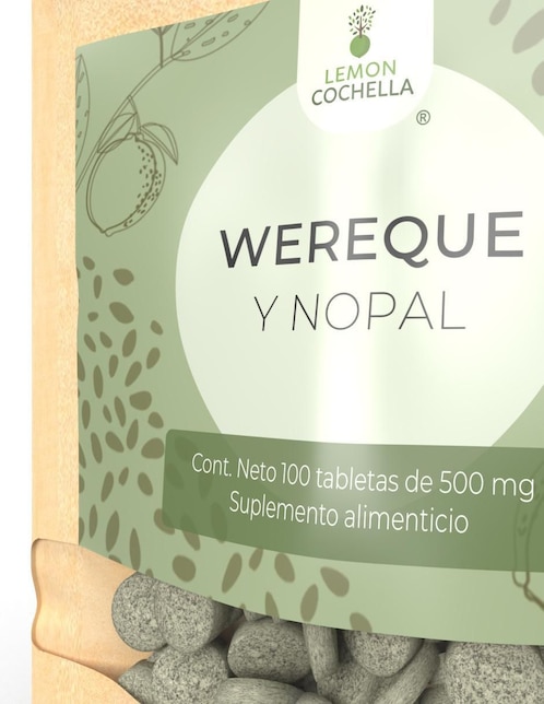 Wereque y Nopal Lemon Cochella sabor natural de 100 tabletas 3