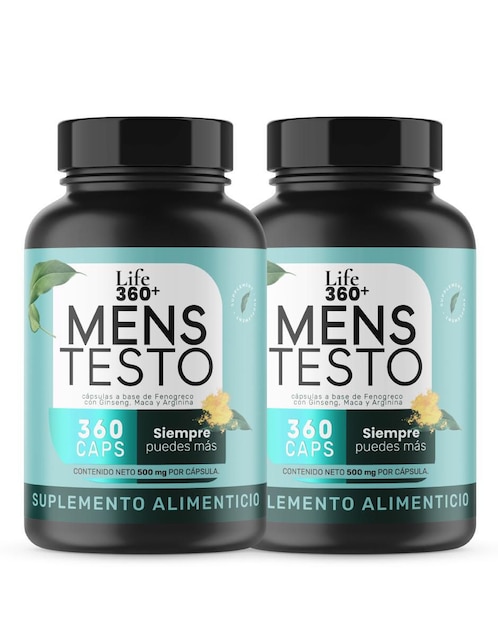 Men's Testo: 2 piezas Suplemento masculino Life 360+ Life360+ con ...