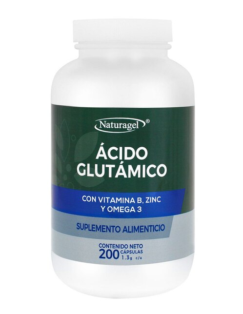 Ácido Glutámico con Vitamina B, Zinc y Omega 3 Naturagel de 200 cápsulas 1