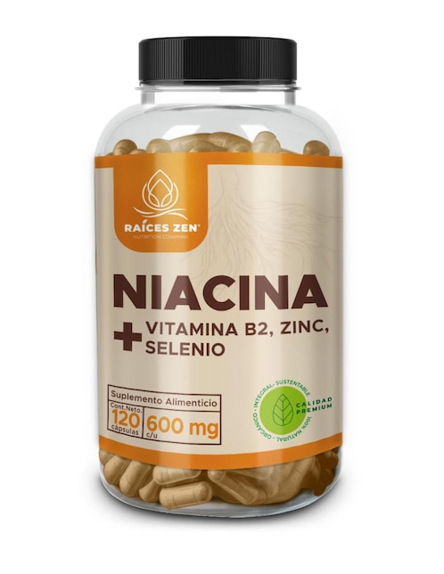 Niacina +Vitamina B2, Zinc y Selenio Super Premium Raíces Zen de 120 ...