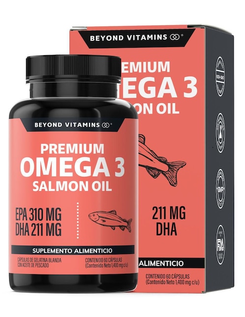 Omega 3 Salmon Oil Aceite de Pescado Beyond Vitamins sabor natural de ...