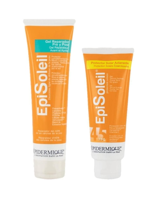 Kit tratamiento facial Épisoleil Fps 45 y Gel Reparador Pre y Post ...