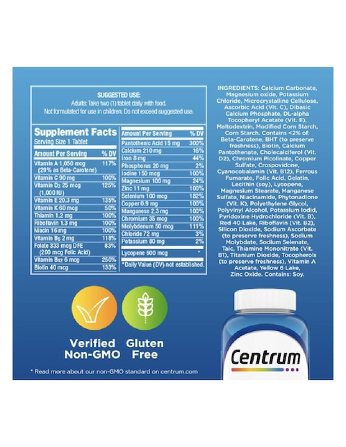 Multivitamínico suplemento alimenticio Centrum tabletas para hombre 2