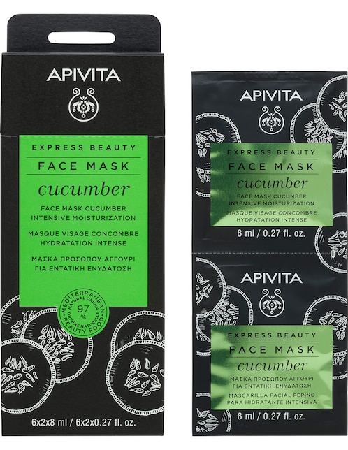 Mascarilla facial pepino para hidratar Apivita Express Beauty 1