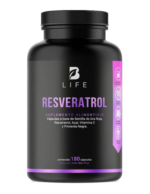Suplemento Alimenticio De Resveratrol B Life de 180 cápsulas 1