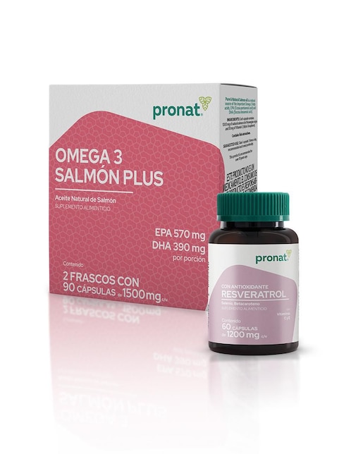Set de suplementos alimenticios de Omega 3 salmón plus dúo y resveratol ...