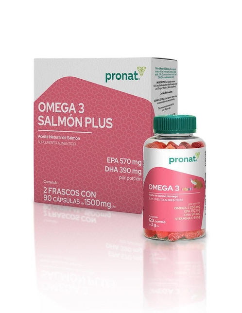 Set de suplementos de omega 3 salmón plus dúo e infantil gomitas Pronat ...