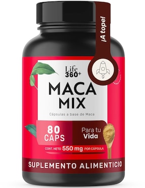 Maca Mix: Maca Negra, Amarilla, Roja Life 360+ con 80 Cápsulas Life360+