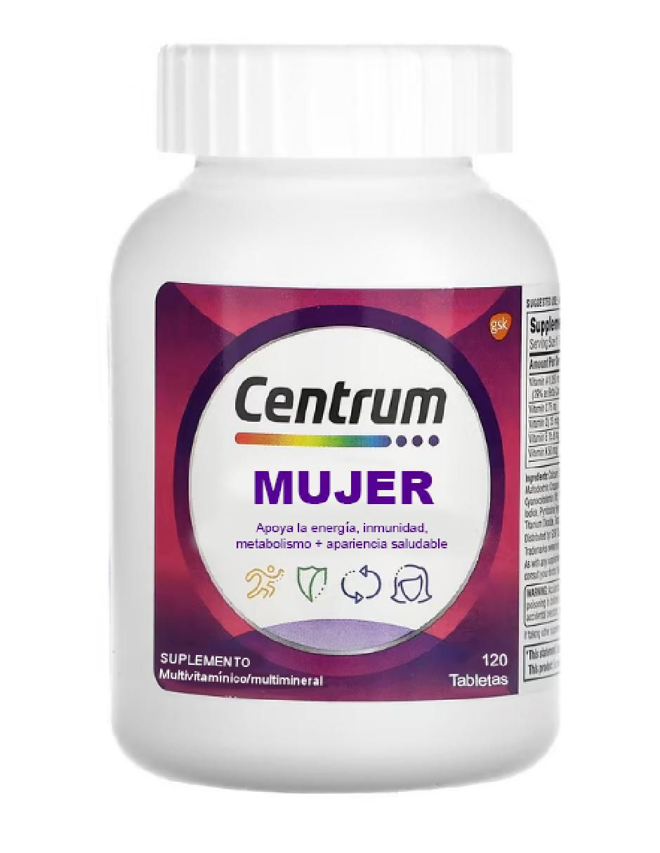 Multivitamínico suplemento alimenticio Centrum tabletas para mujer